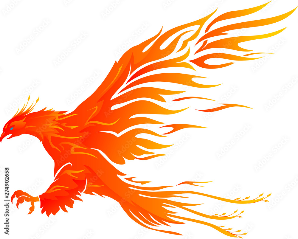Phoenix Bird Vibrant Flame Stock Vector | Adobe Stock