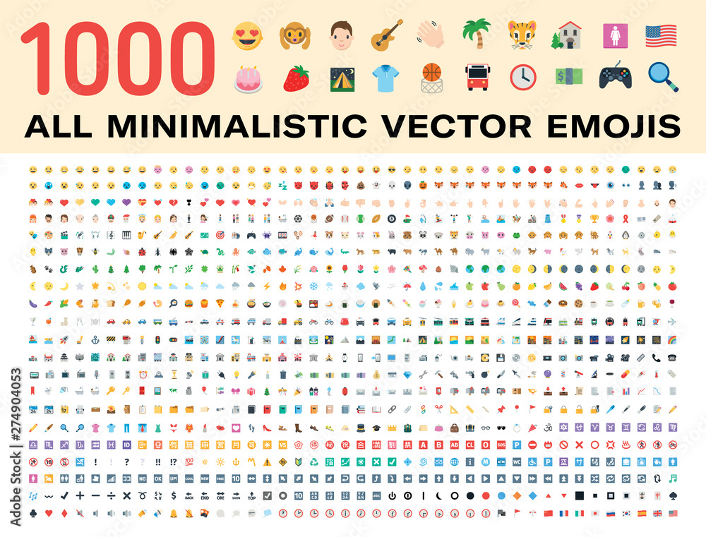 All type of emojis, stickers, emoticons flat vector illustration ...