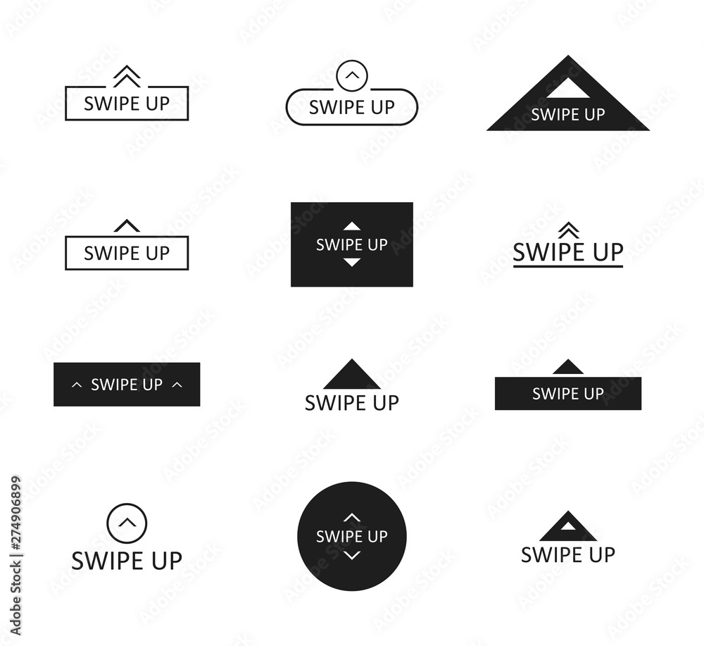 Swipe up icon set isolated on white background for social media stories ...