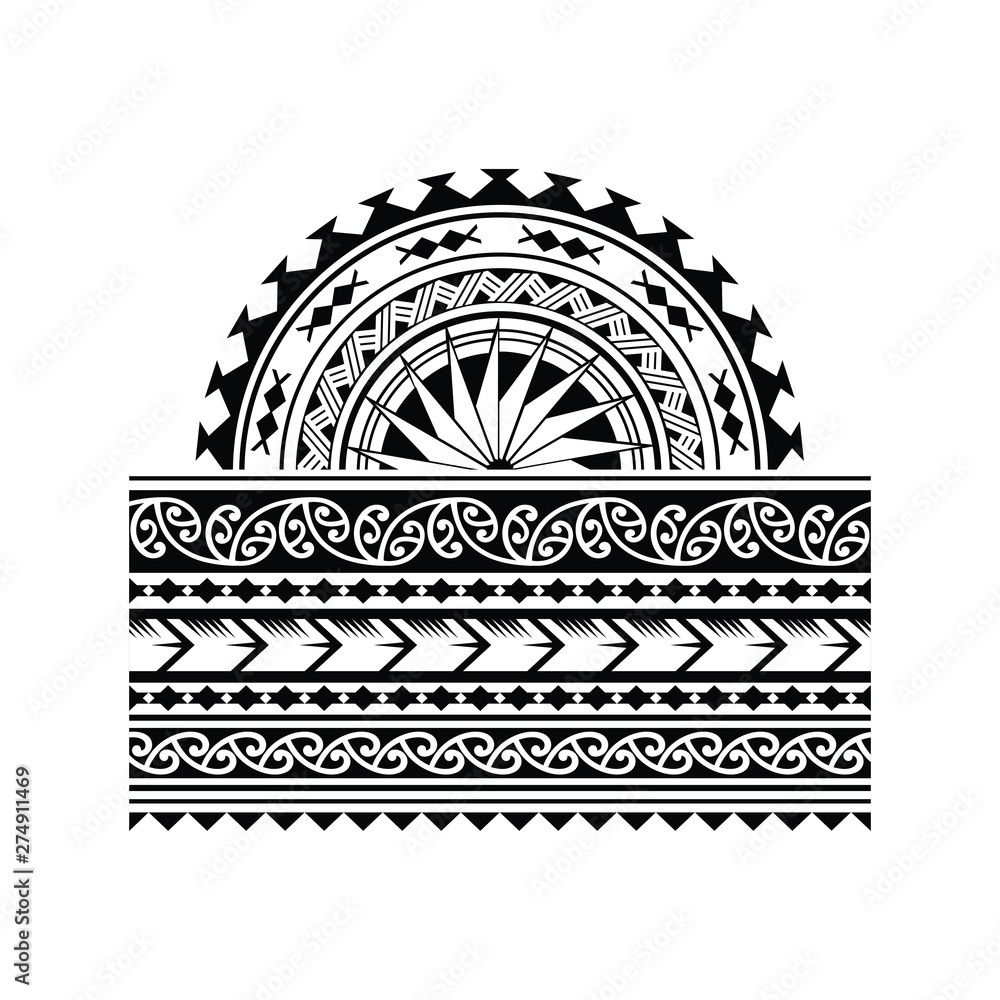 Polynesian tattoo shape shoulder sleeve pattern vector, samoan template ...