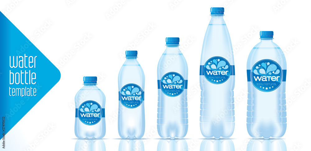 Water bottle template and ready label design Stock Vector | Adobe Stock