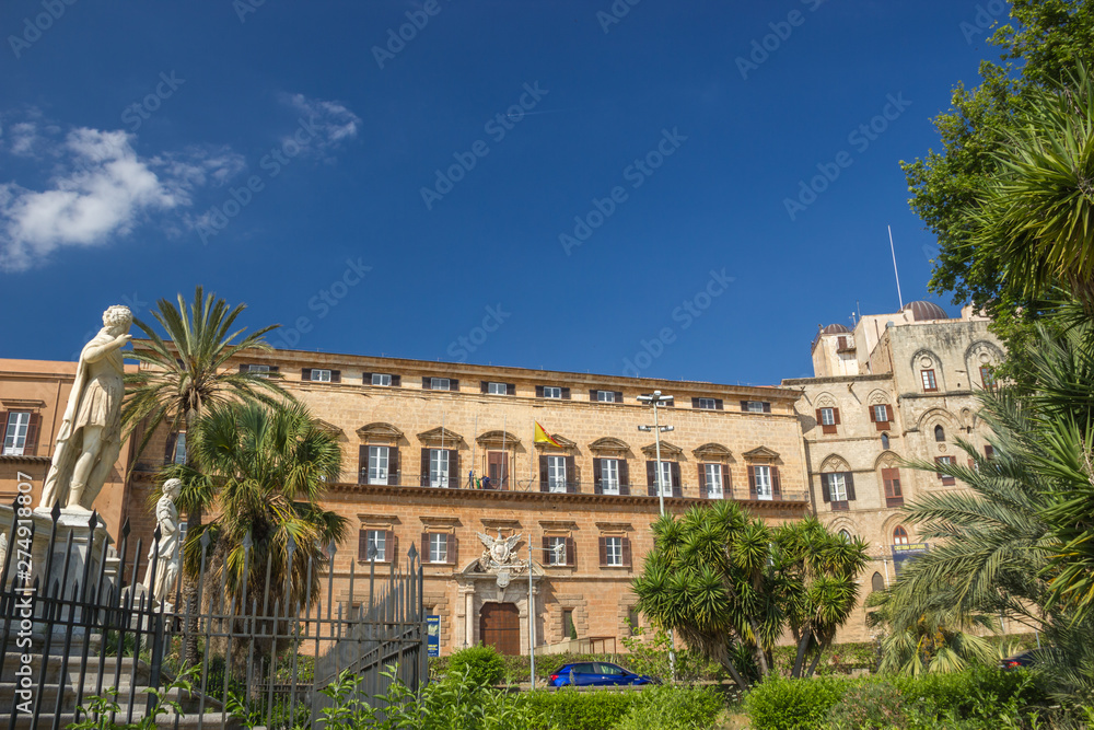 Palermo Sicily, facade of historical heritage of Norman palace and its ...