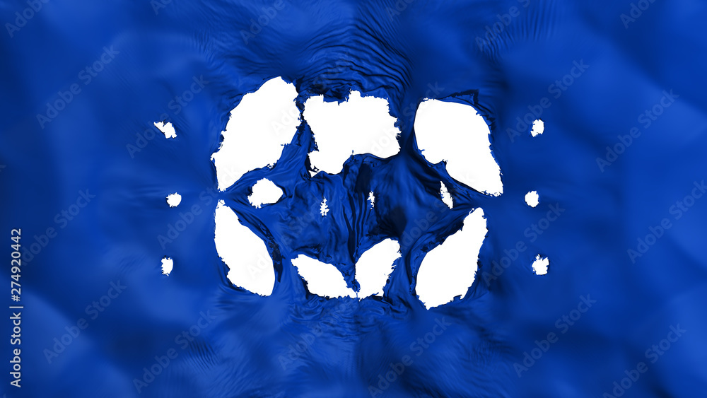 Holes in Deep blue color flag, white background, 3d rendering Stock ...
