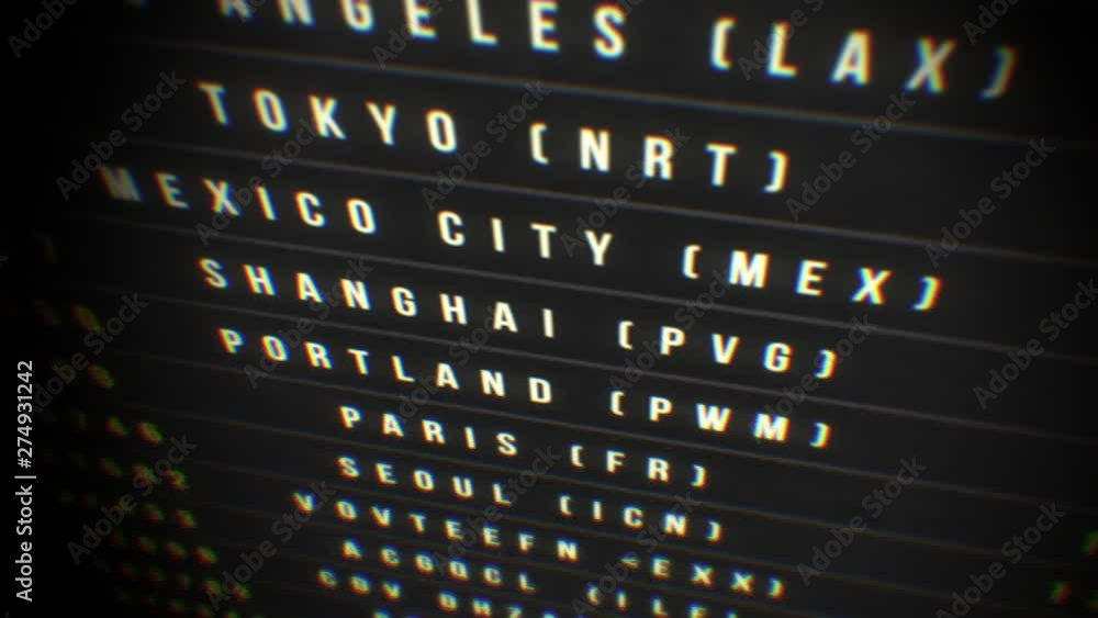 Airport Departure Board Loop/ 4k animation of an airport departure ...