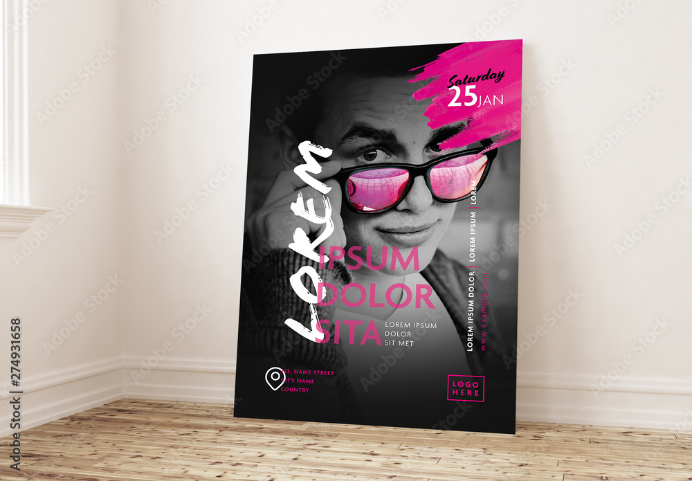Poster Layout with Pink Accents Stock Template | Adobe Stock
