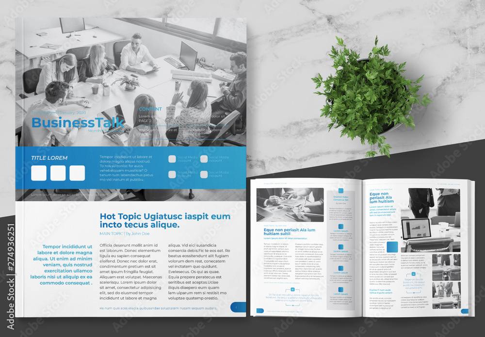 Business Newsletter Layout with Blue Gradient Accents Stock Template ...