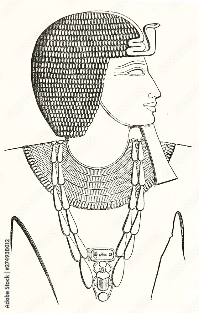 Simple black and white outline style illustration of pharaoh Thutmose ...