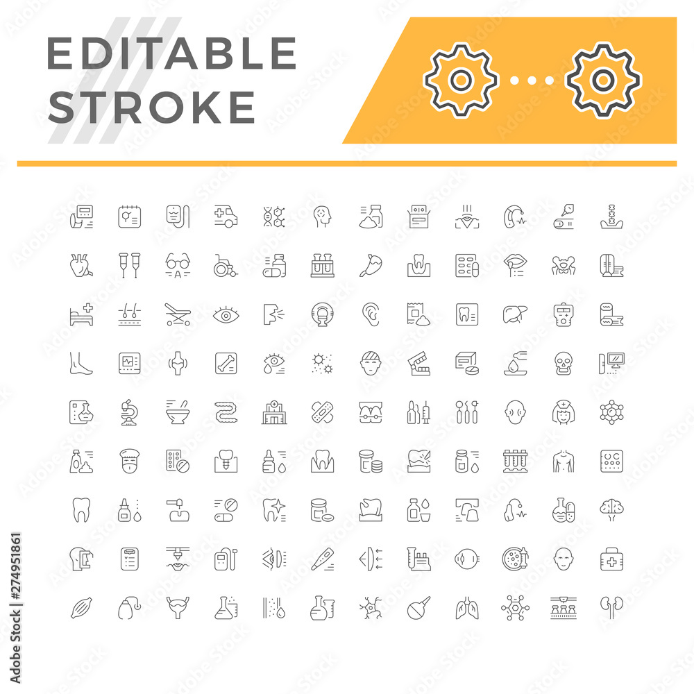 Set editable stroke line icons of medicine Stock Vector | Adobe Stock