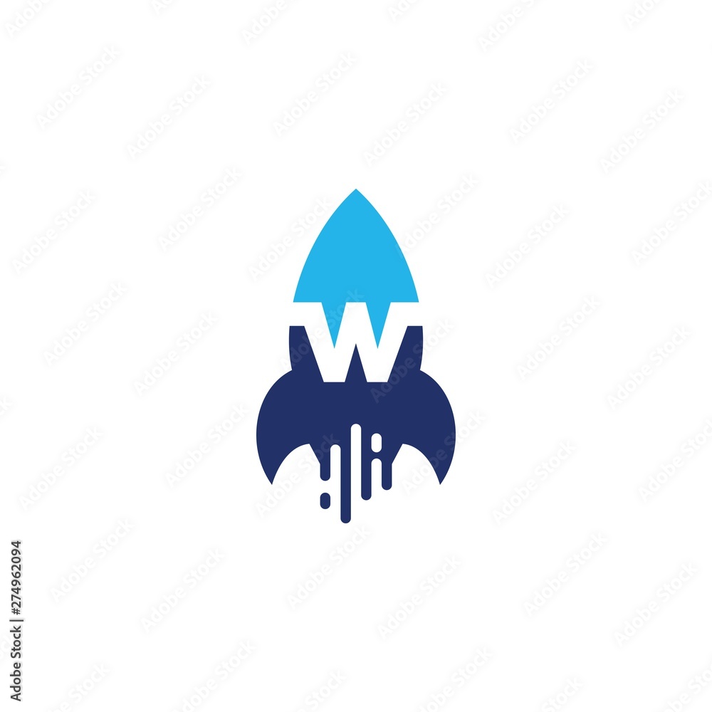 w letter rocket launch logo vector icon illustration Stock Vector ...