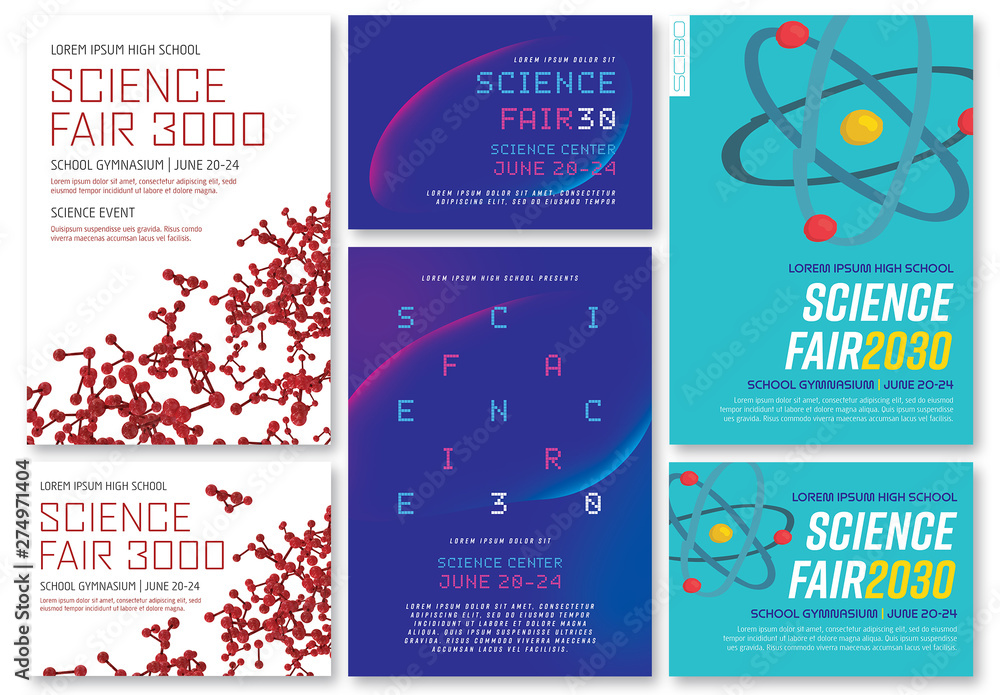 Science Fair Flyer Set Stock Template | Adobe Stock