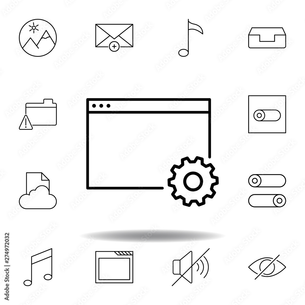 app settings window outline icon. Detailed set of unigrid multimedia ...