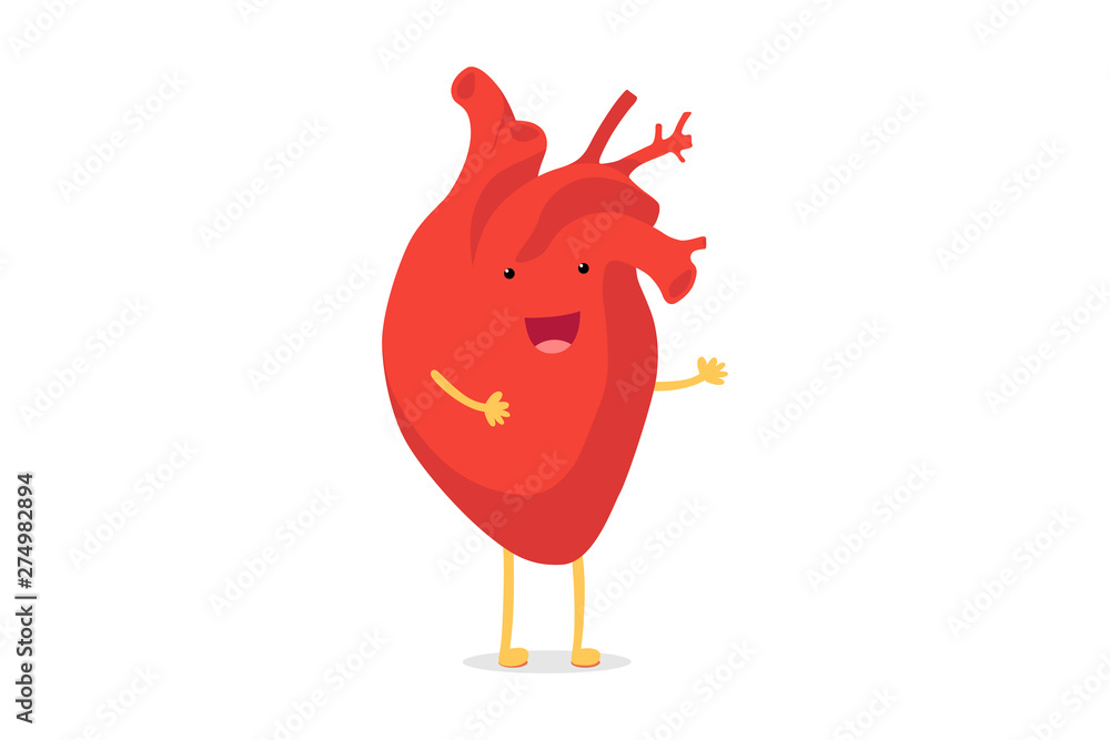 Cute cartoon smiling healthy heart character happy emoji emotion. Funny ...