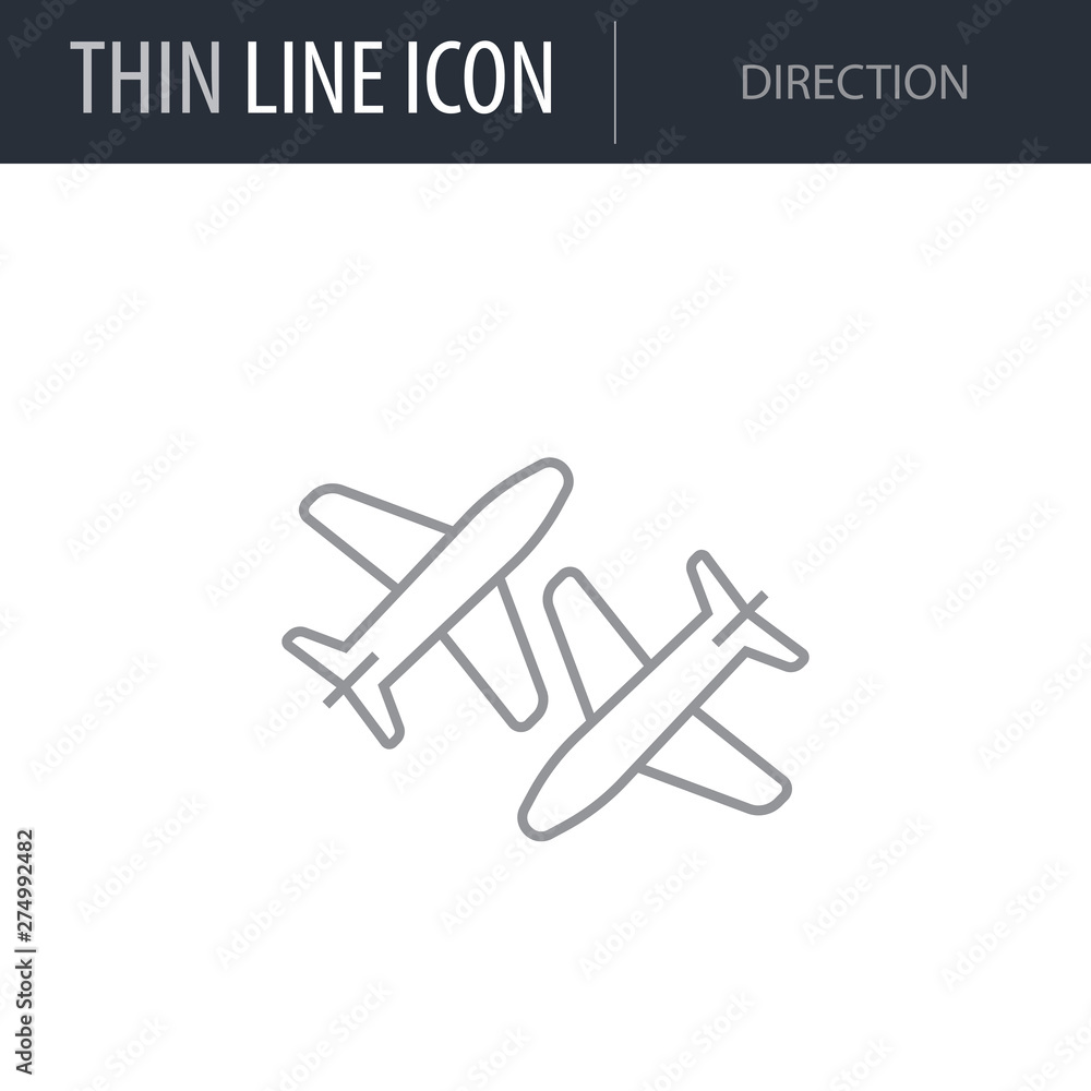 Symbol of Direction. Thin line Icon of Airline. Stroke Pictogram ...