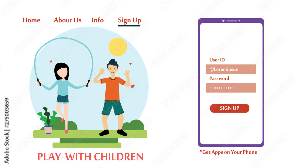 Landing Page Play With Children, Kids Zone Modern Vector Illustration ...