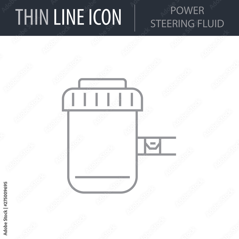 Symbol of Power Steering Fluid. Thin line Icon of Car elements. Stroke ...