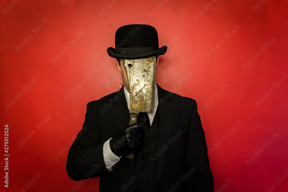 Concept Portrait Image of Man in Dark Suit and Leather Gloves and ...