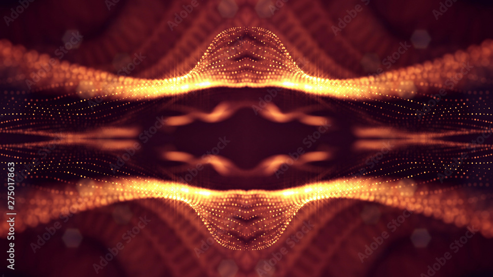 3d rendering background of glowing particles with depth of field, bokeh ...