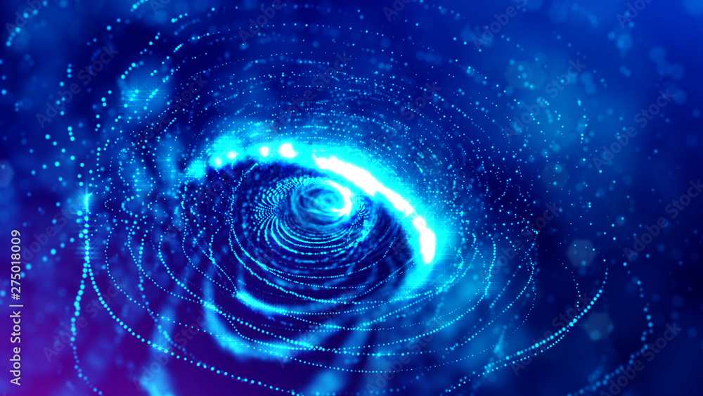 3d rendering background of glowing particles with depth of field, bokeh ...