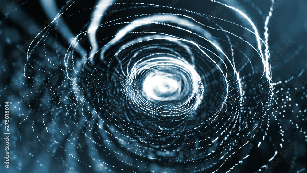 3d rendering background of glowing particles with depth of field, bokeh ...