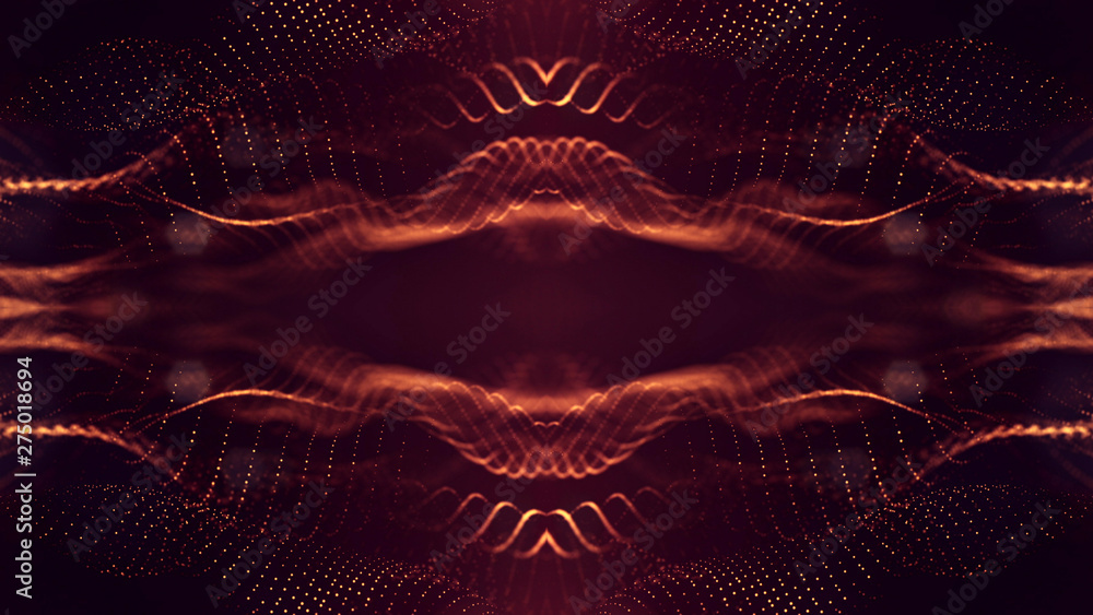 3d rendering background of glowing particles with depth of field, bokeh ...