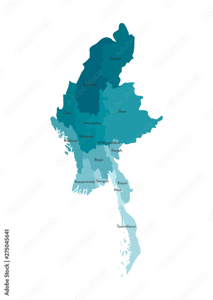 Vector isolated illustration of simplified administrative map of ...