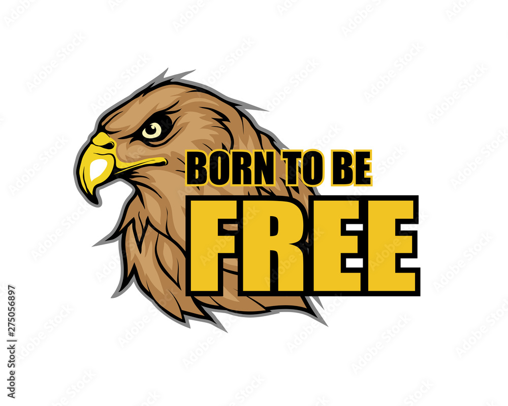 typography slogan born to be free with American Eagle illustration ...
