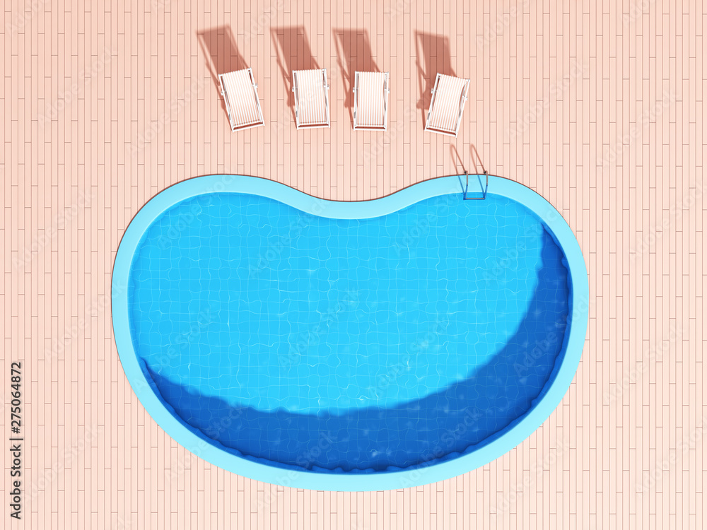 Swimming pool with lounge chairs Stock Illustration | Adobe Stock