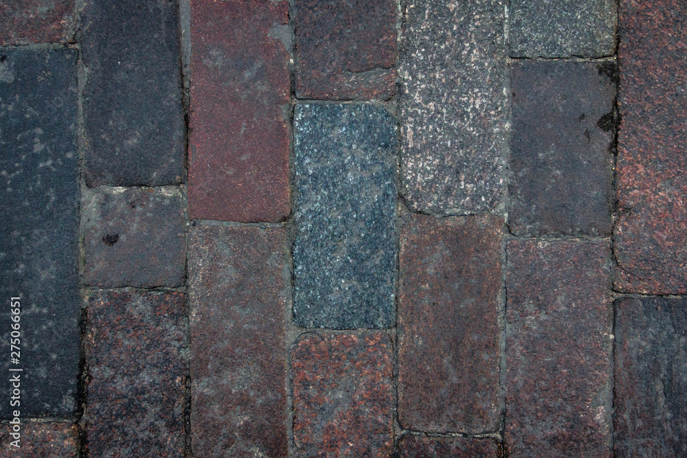 Old cobblestone tile texture in old town. City pavement background ...