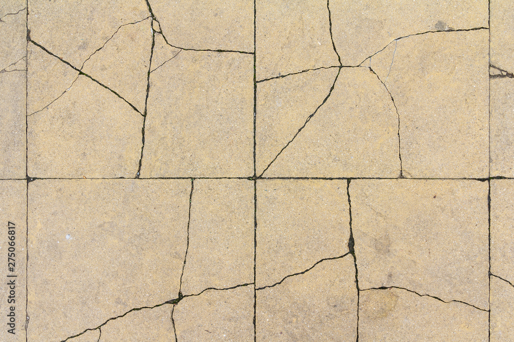 Cracked concrete tile texture. City pavement crack background. Abstract ...