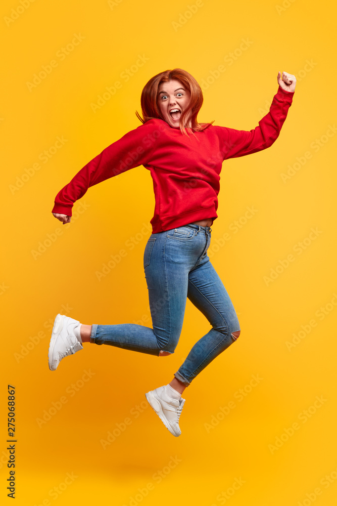 Excited Girl Jumping