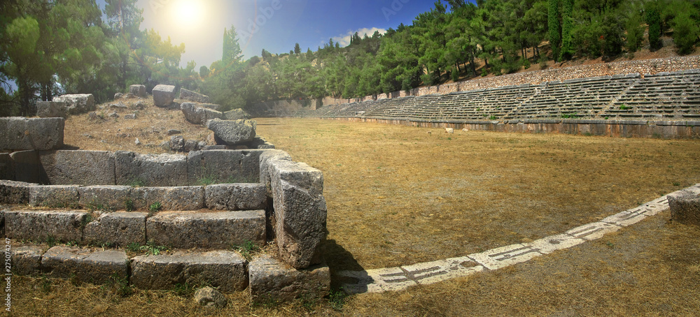 The ancient stadium of Delphi, a world famous archaeological site in ...