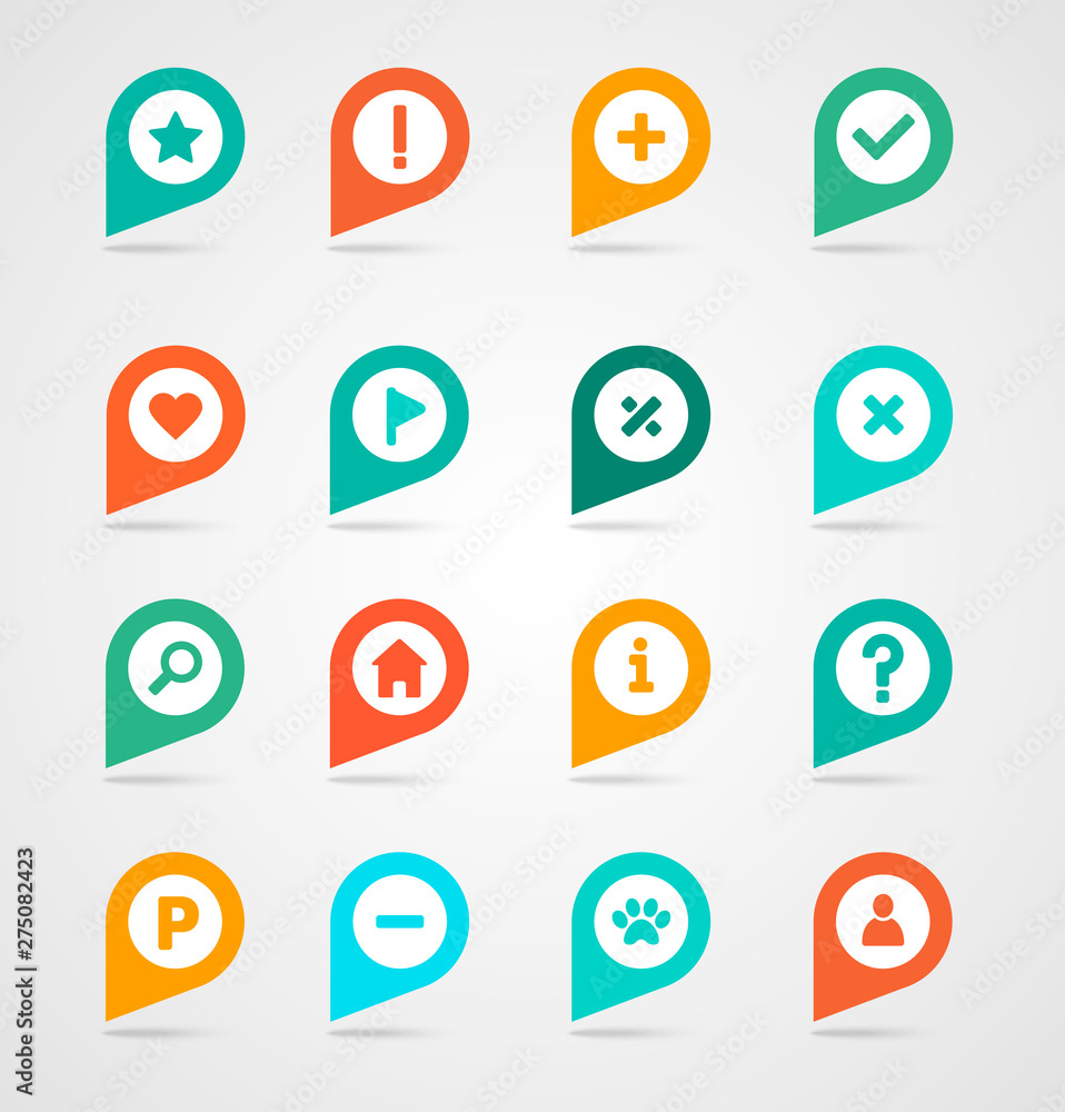 Pin map icon set. Map pointer. Map markers Stock Vector | Adobe Stock