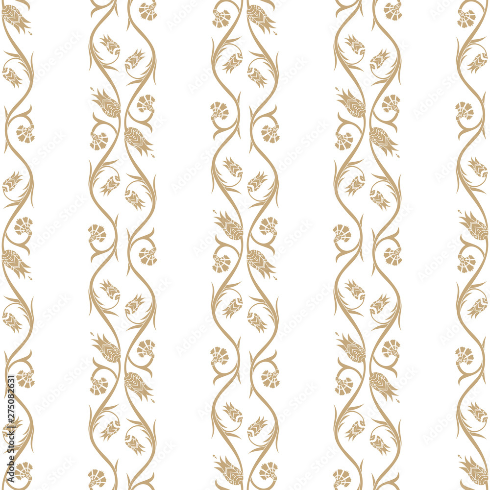 Turkish arabic pattern vector border seamless. Damask texture design ...
