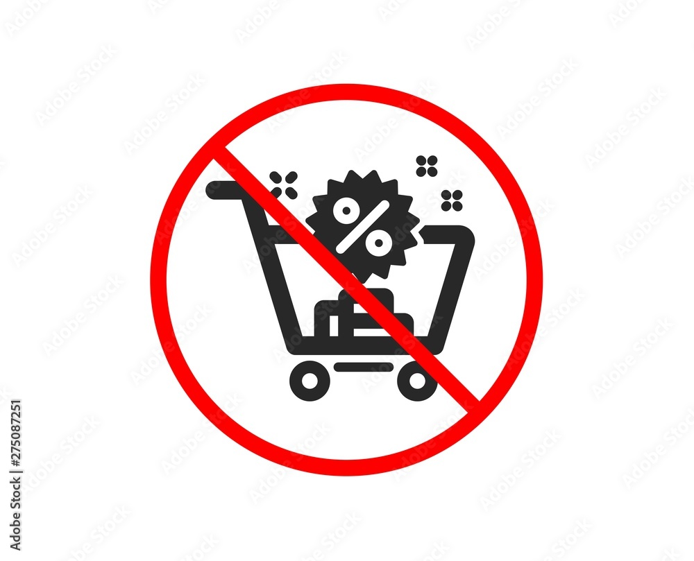 No or Stop. Shopping cart icon. Sale discounts sign. Clearance symbol ...