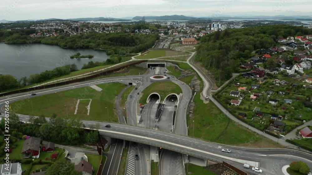Cinematic Aerial of Amazing Constructor Solution for Traffic Highway ...