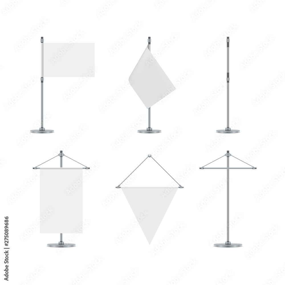 Blank flag templates and flag poles Stock Vector | Adobe Stock