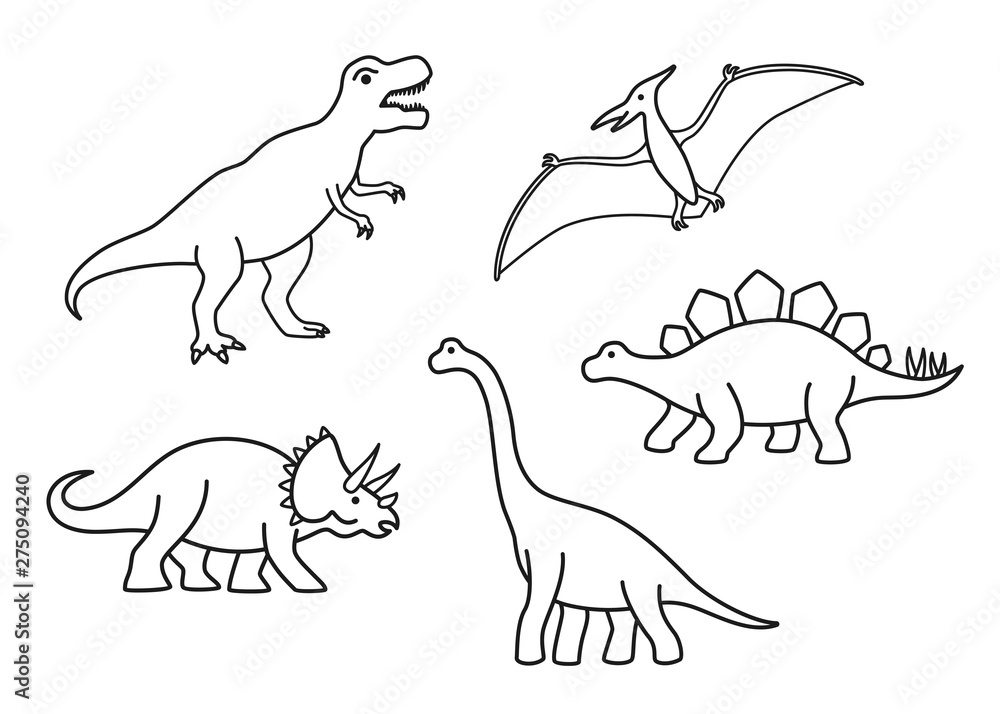 Stockvector Vector outline dinosaurs - T-rex, Brachiosaurus ...