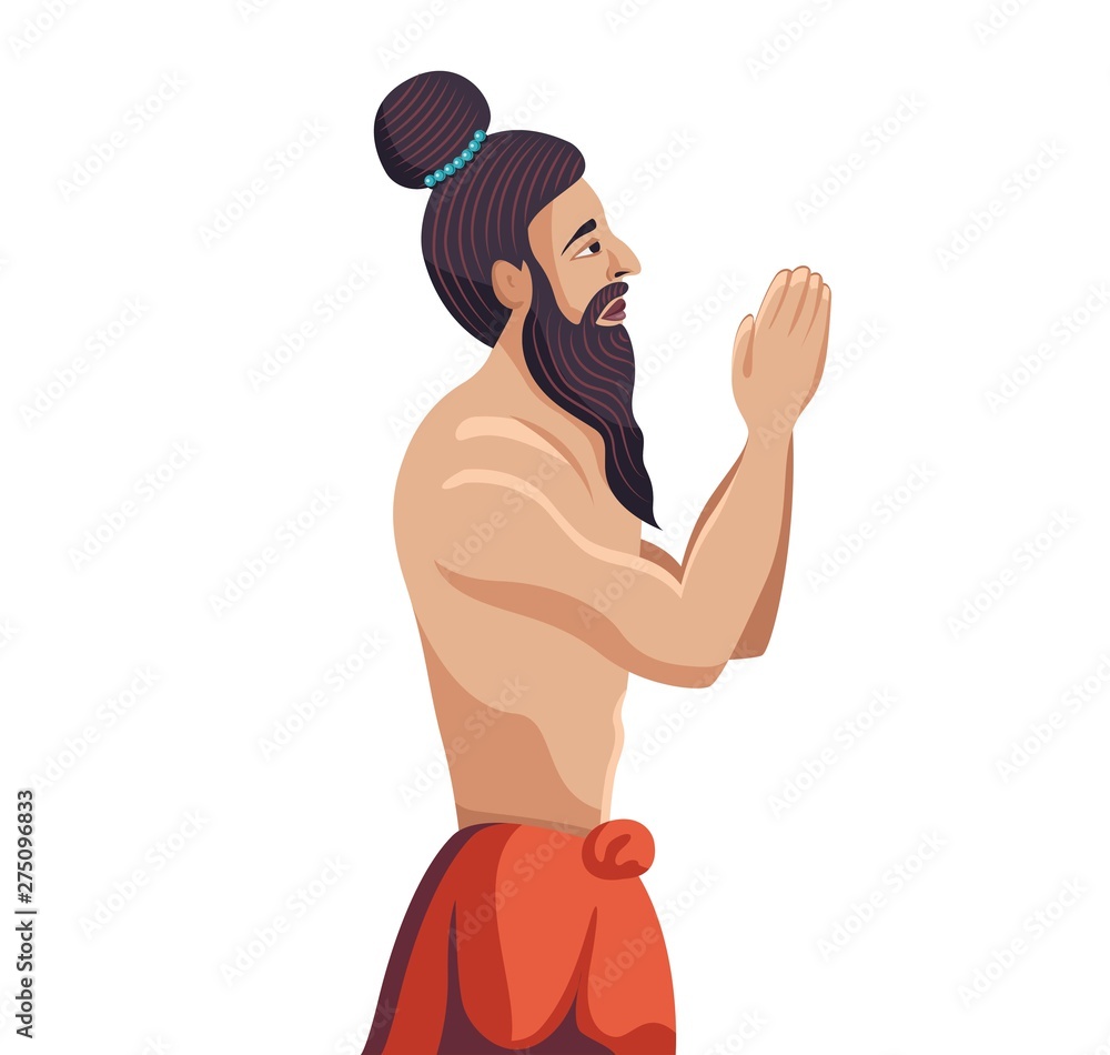 sadhu praying side view isolated Stock Vector | Adobe Stock