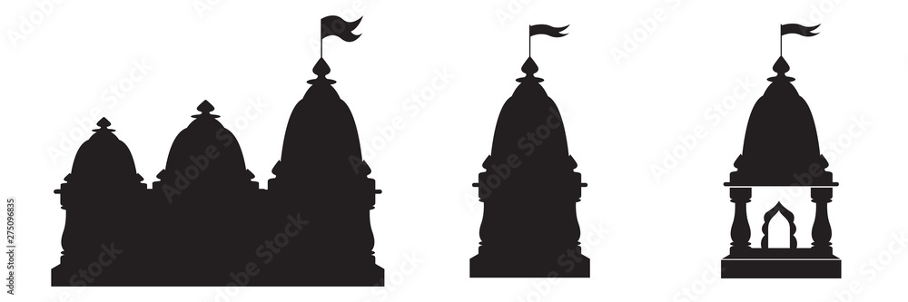 Hindu spiritual temple black silhouette Stock Vector | Adobe Stock