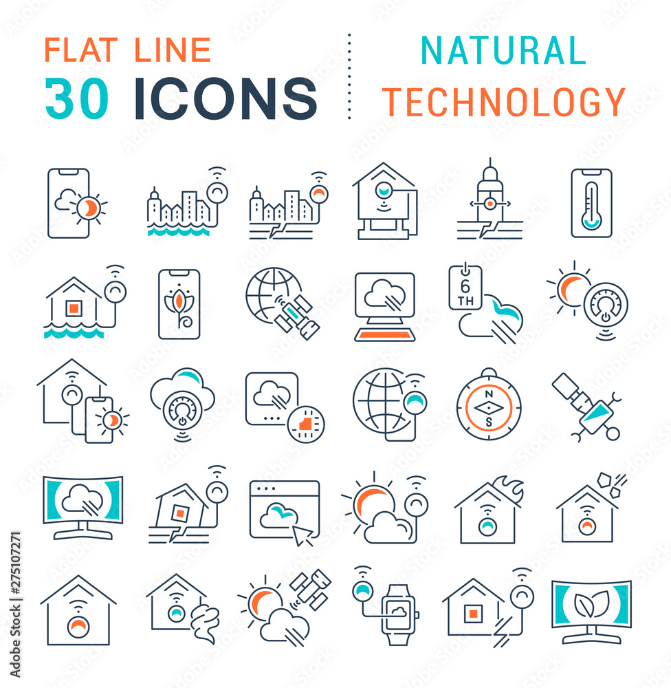Set Vector Line Icons of Natural Technology Stock Vector | Adobe Stock