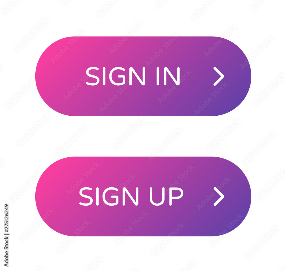 sign in sign up web buttons set. filled ui web buttons in flat style ...