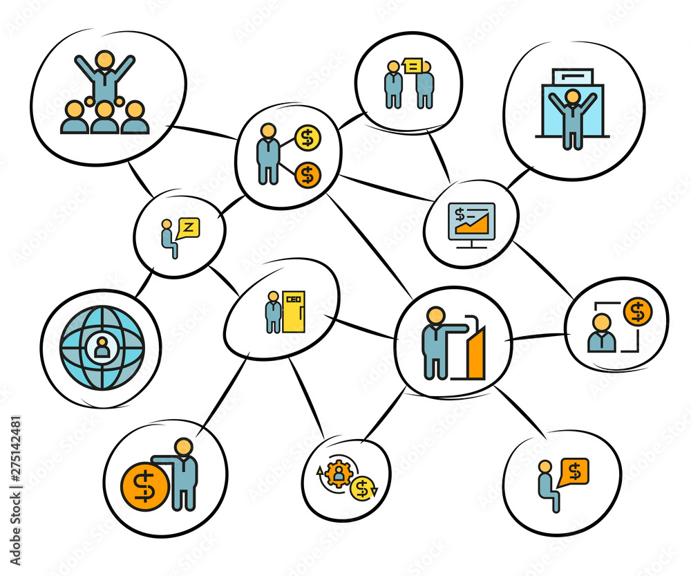 business management concept network diagram, mind mapping infographics ...