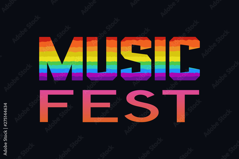 Music Festival hand drawn letters flat vector signboard Stock Vector ...