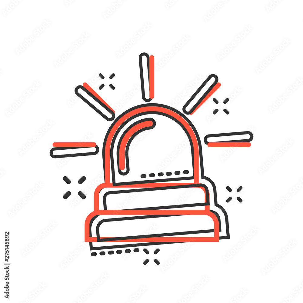 Emergency siren icon in comic style. Police alarm vector cartoon ...