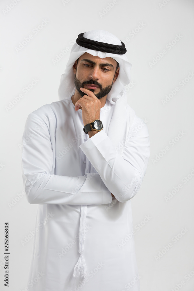 Arab man thinking Stock Photo | Adobe Stock