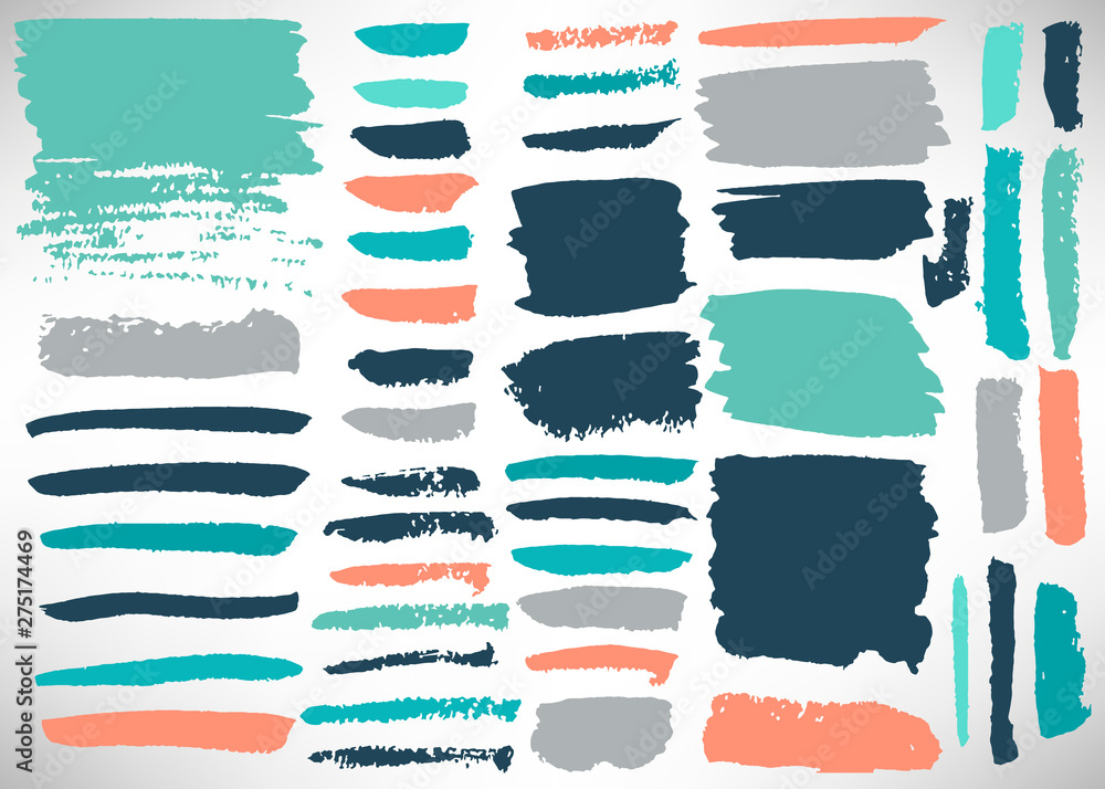 Big set of grunge brush stroke. Collection of Ink brush line, grunge ...