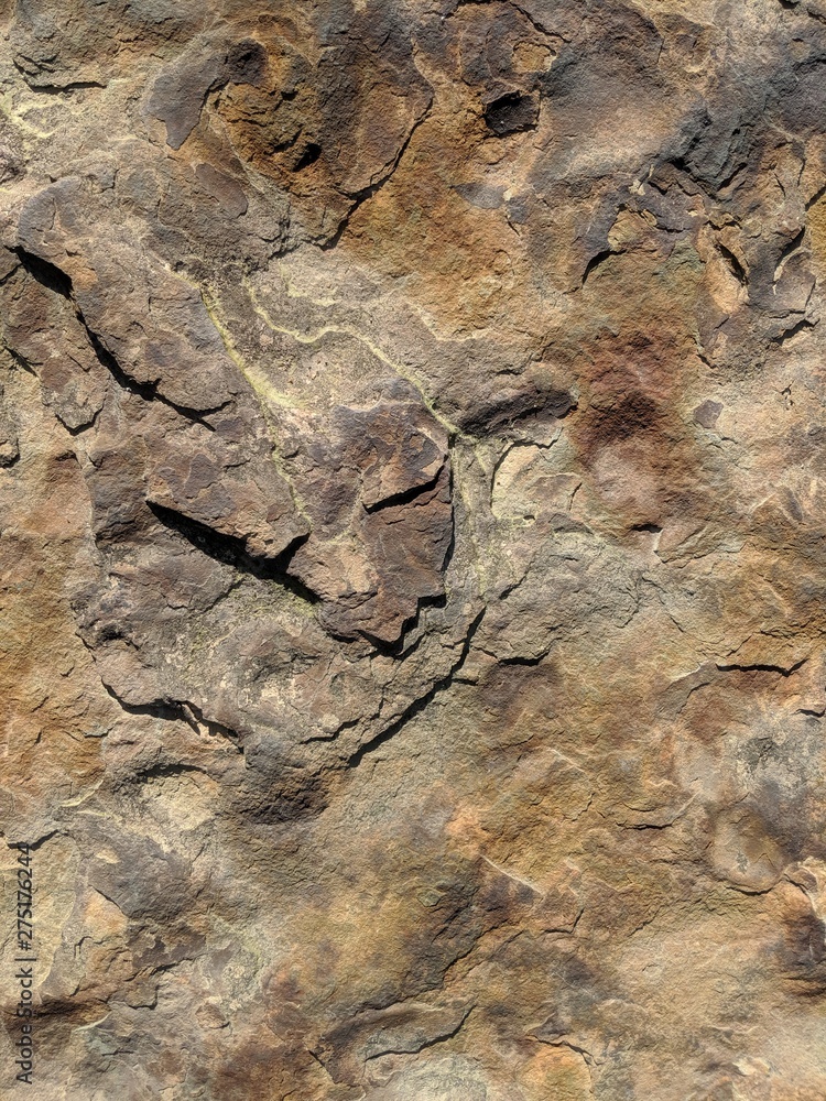 Rock heavily eroded by river water. Shifting colors and patterns ...