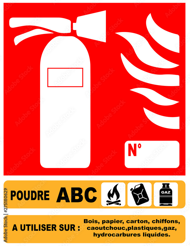 Panneau de signalisation du type d'extincteur a poudre A-B-C Stock ...