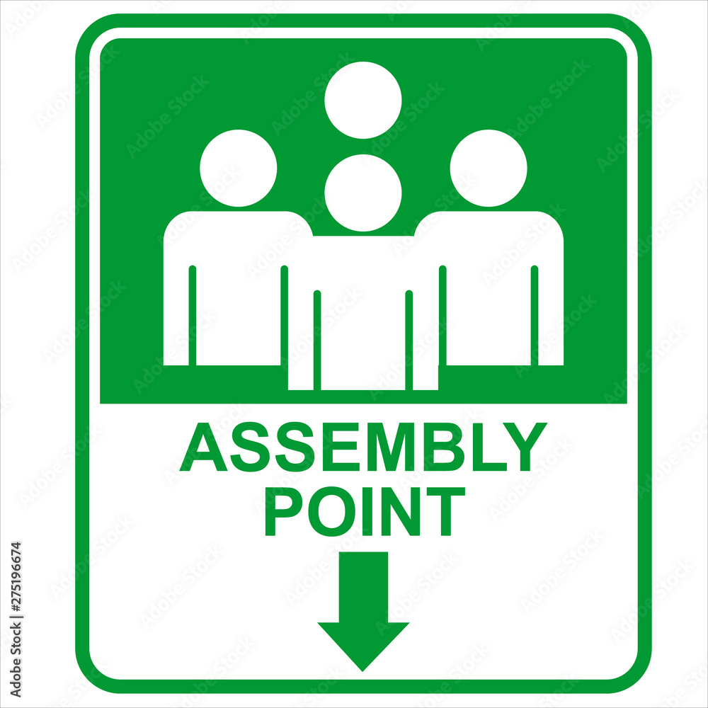 assembly point, sign and sticker Stock Illustration | Adobe Stock