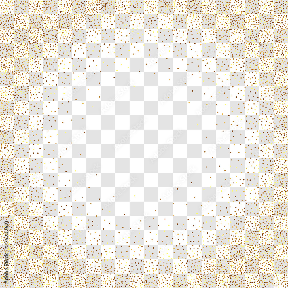 Border frame with gold glitter on a checkerboard background. Stock ...